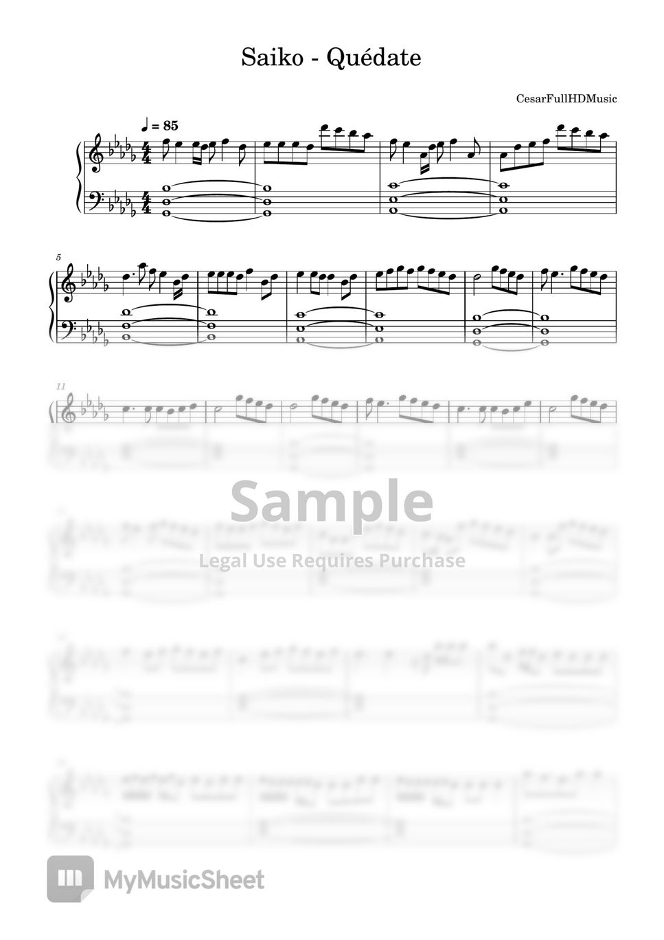 Saiko - Quédate Sheet Music