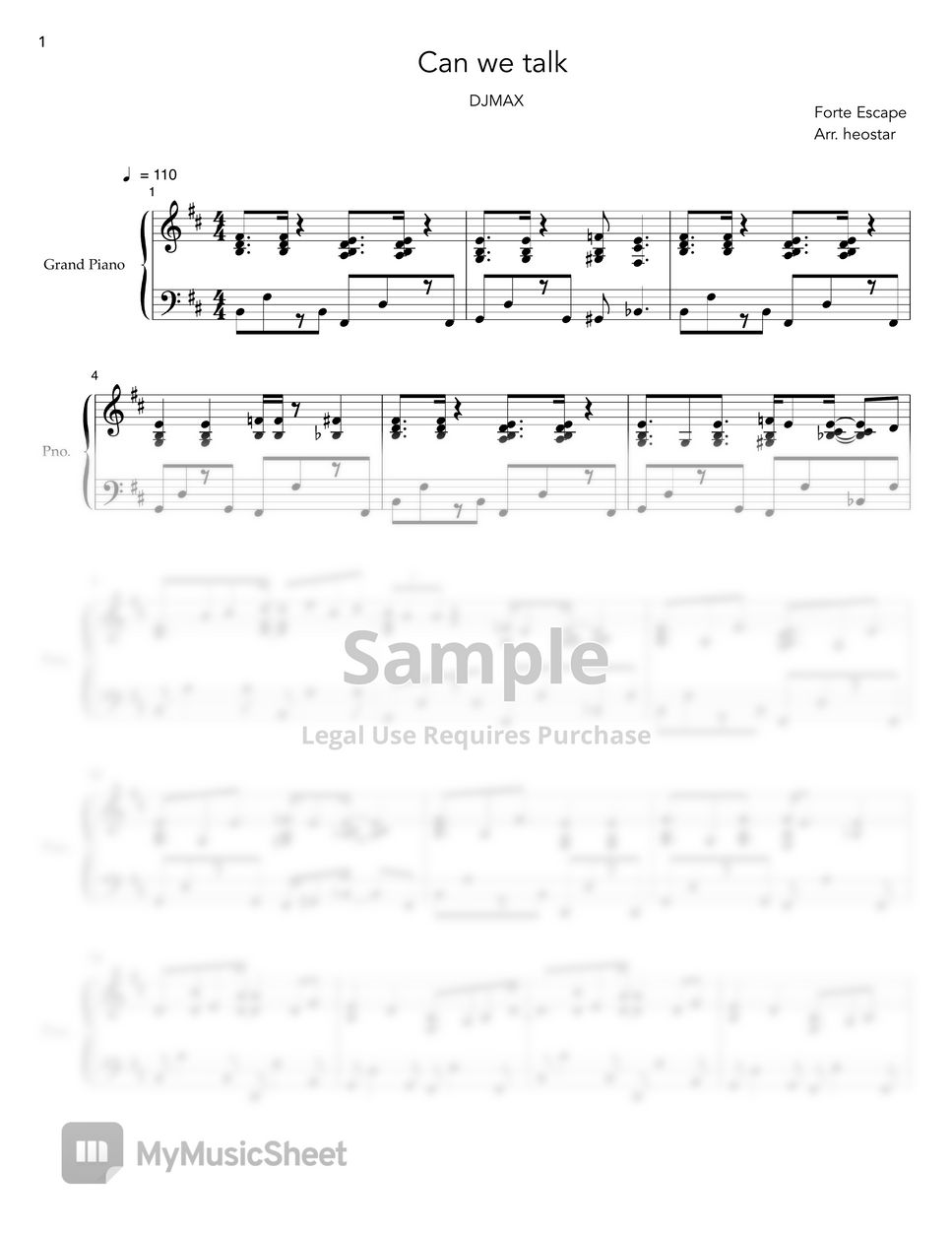 Forte Escape - Can We Talk (DJMAX) Sheet Music by heostar