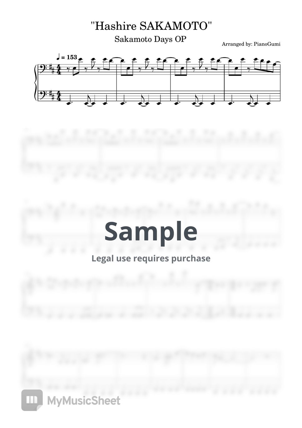 Vaundy - Hashire SAKAMOTO (Sakamoto Days) Sheets by PianoGumi