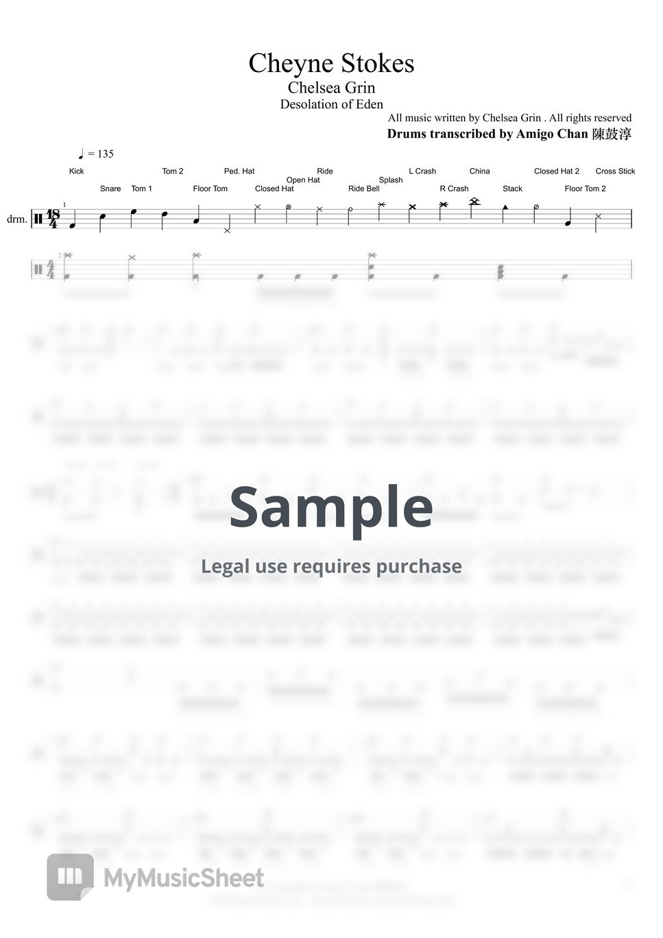 Chelsea Grin - Cheyne Stokes (Desolation of Eden) Sheet Music by Amigo ...