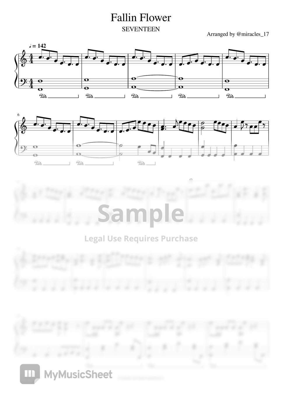 SEVENTEEN (세븐틴) - Fallin' Flower (舞い落ちる花びら) Sheet Music | miracles_17 ...