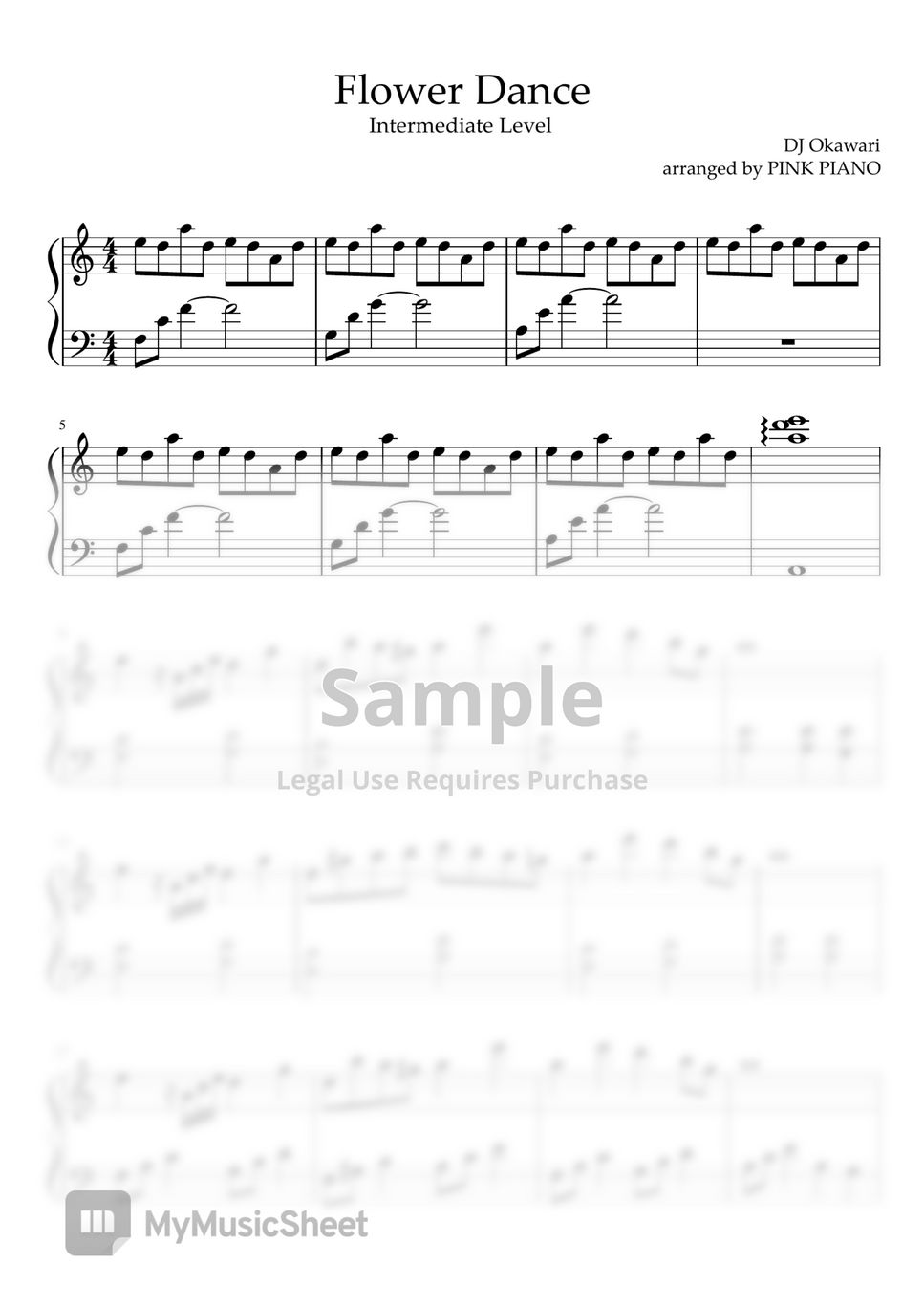 DJ Okawari - Flower Dance (Intermediate) Sheet Music by PINK PIANO