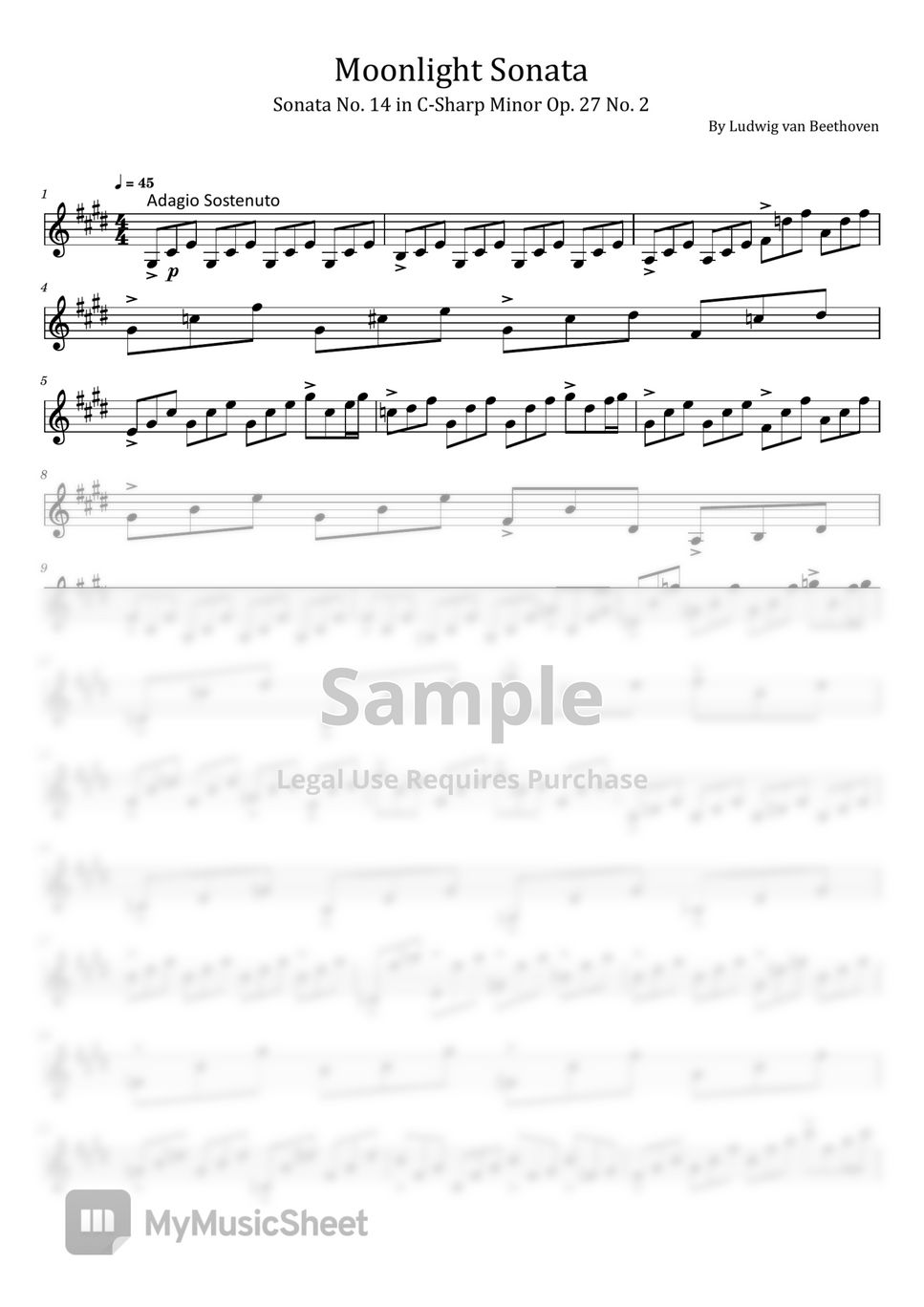 Ludwig van Beethoven - Moonlight Sonata (Sonata No. 14 in C-Sharp Minor ...