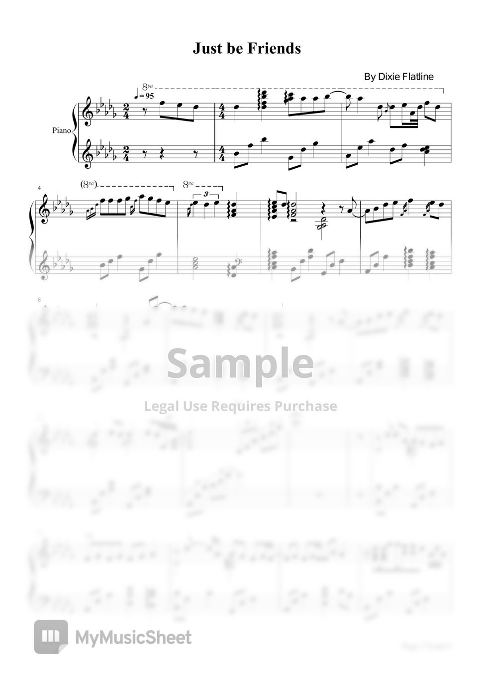 Dixie Flatline - Just be friends (For Piano Solo,巡音ルカ) 악보 by poon