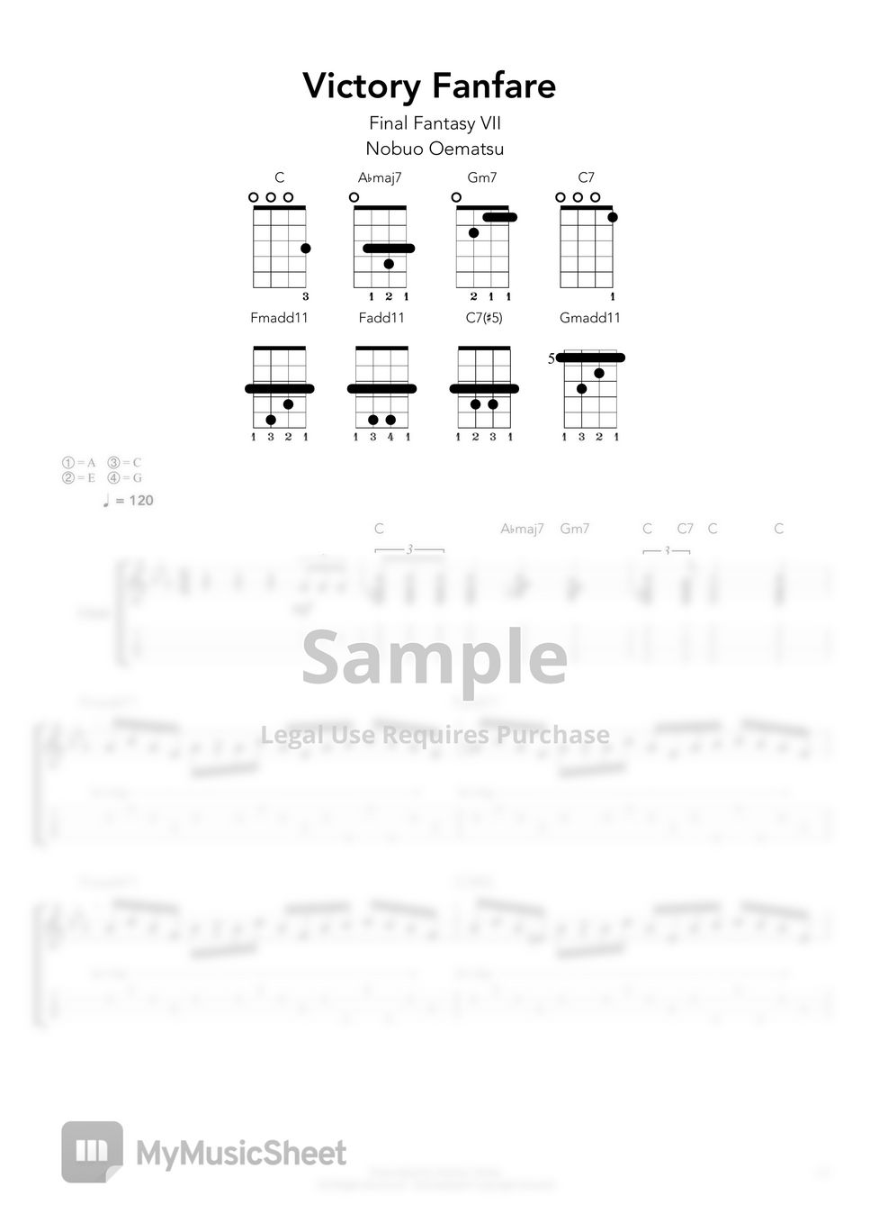 Nobuo Oematsu - Final Fantasy VII - Victory Fanfare Tab + 단선 악보 by ...