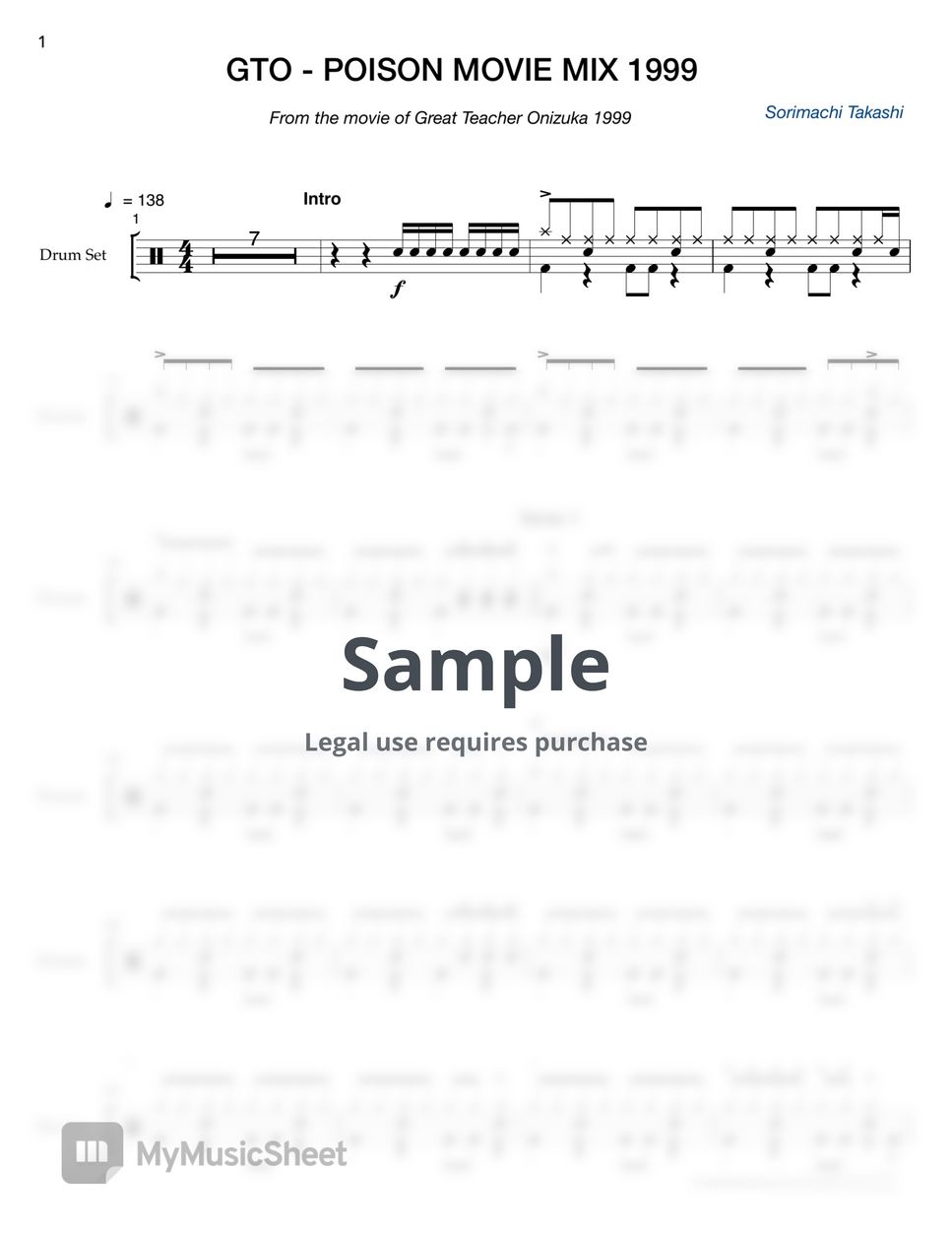 Sorimachi Takashi - GTO - Poison 악보 by Andy.C