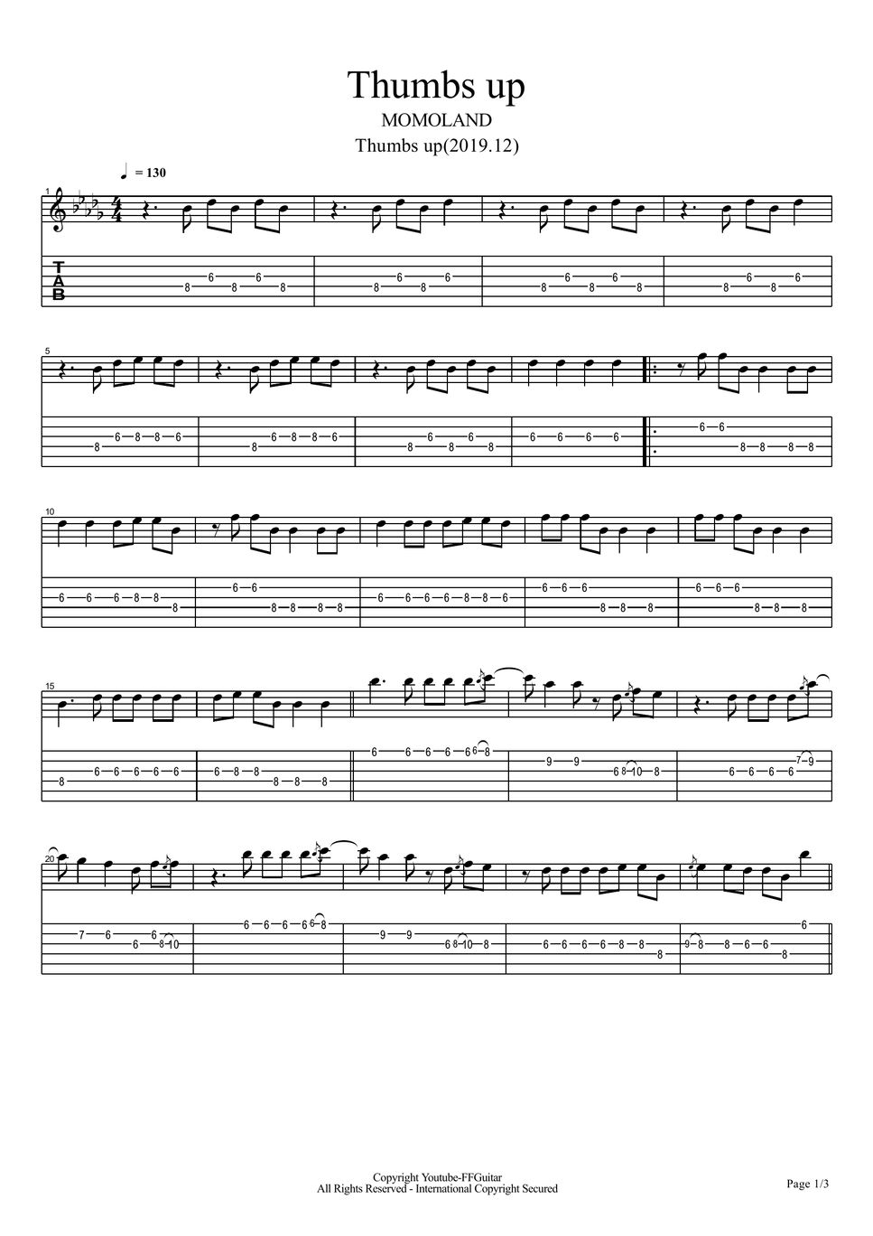 MOMOLAND - Thumbs Up Guitar Cover Sheets by FFGuitar