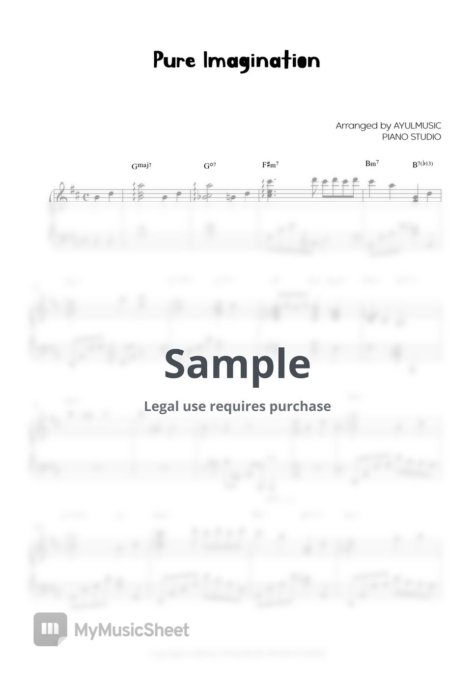 Wonka OST - Pure Imagination (D Key) Sheets by AYULMUSIC PIANO STUDIO