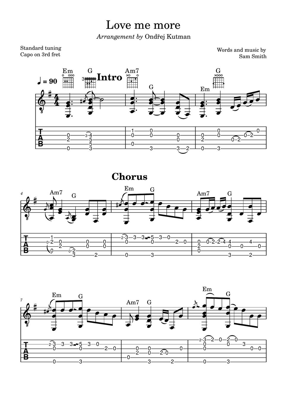 Sam Smith - Love Me More Tab + 1staff by Ondřej Kutman