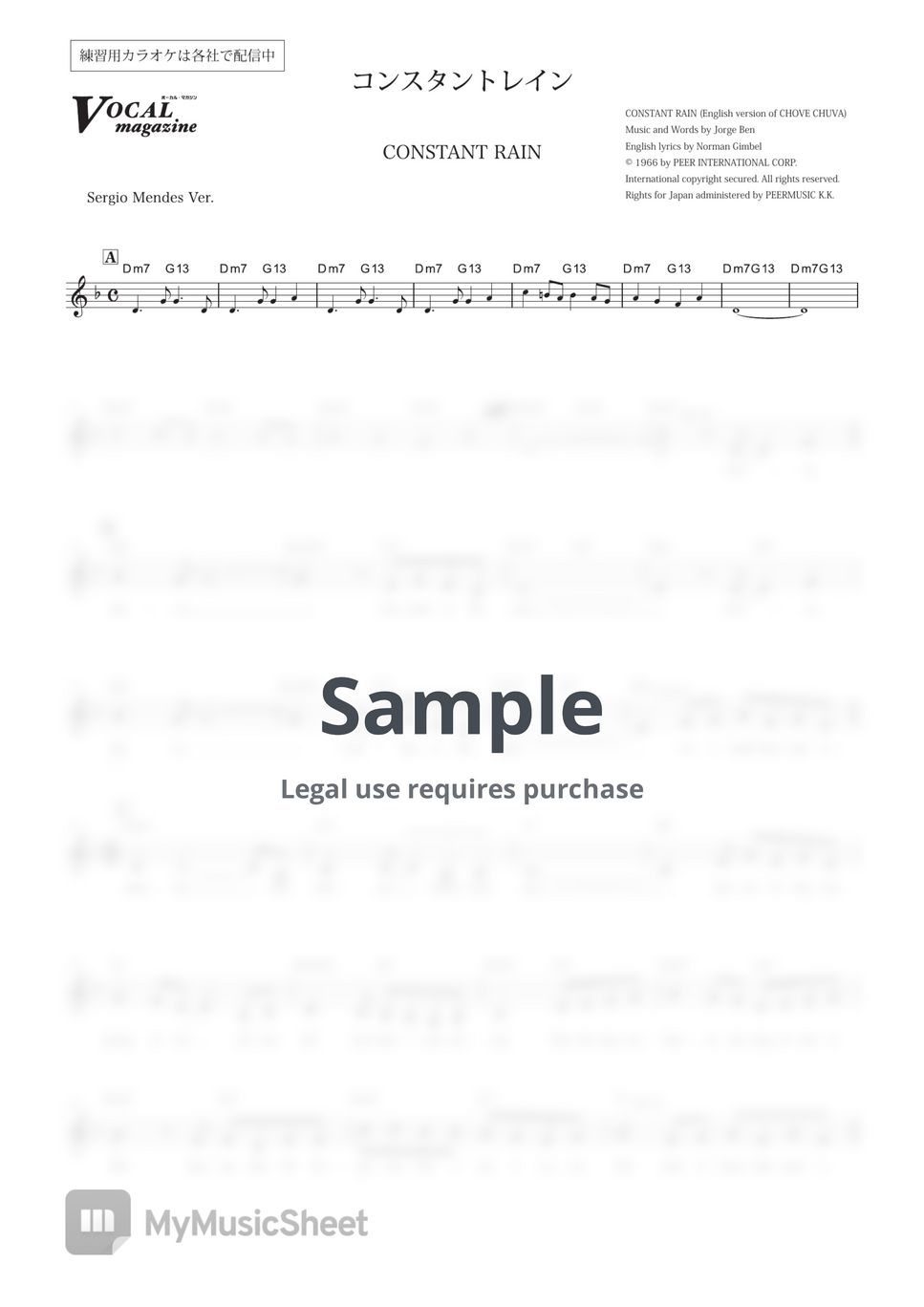 SERGIO MENDES - CONSTANT RAIN (VOCAL MAGAZINE) Sheets by Far East ...