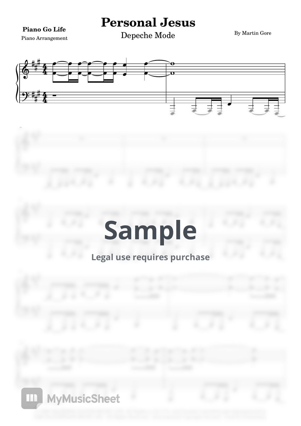 Depeche Mode - Personal Jesus Sheet Music by Piano Go Life