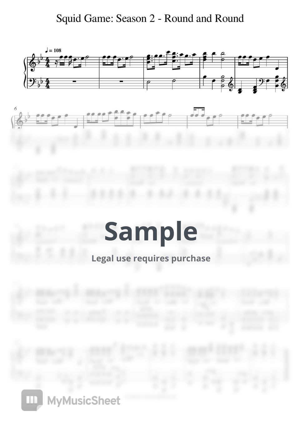 Squid Game Season: 2 - Round and Round (AI Cover) Sheets by PopPianoAI