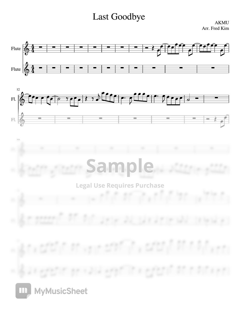 Last Goodbye - AKMU | FLUTE DUET Partition