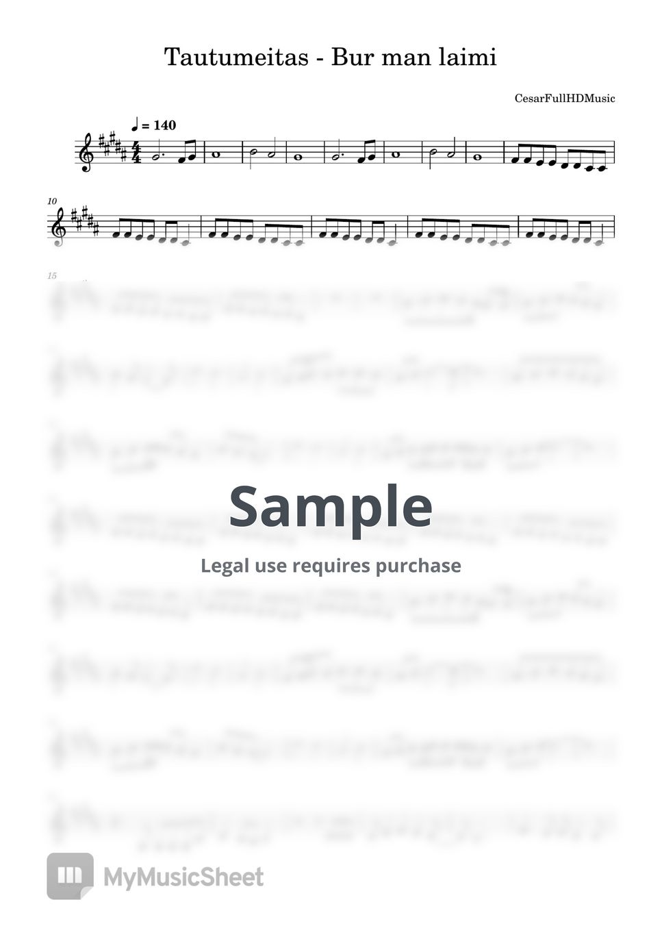 Tautumeitas - Bur man laimi Sheets