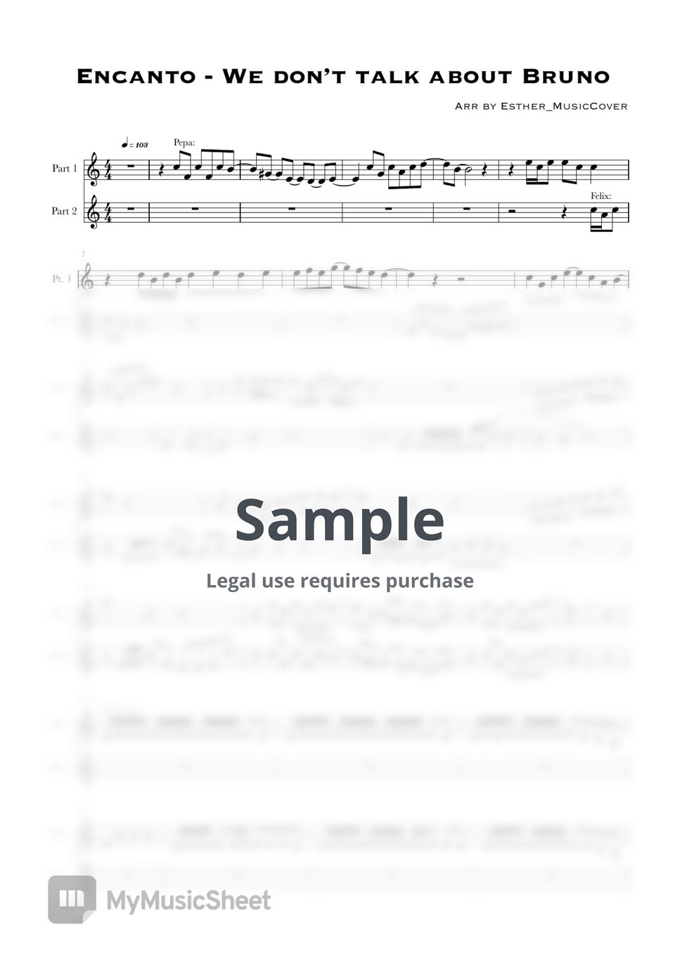 Encanto - We don’t talk about Bruno Sheets by Esther_MusicCover