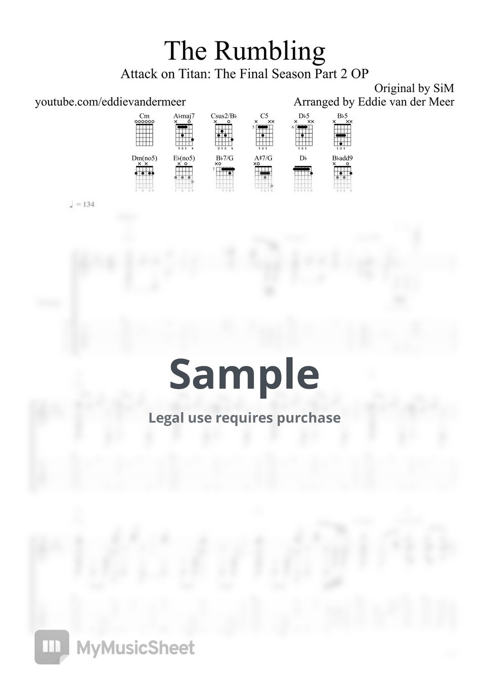 SiM - The Rumbling (Attack on Titan: The Final Season Part 2 OP) Tab ...