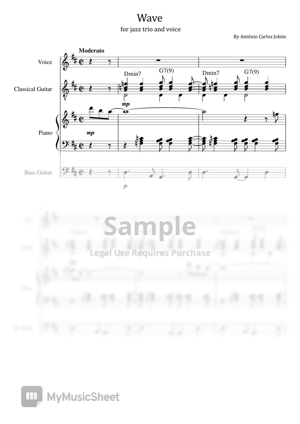 Antônio Carlos Jobim - Wave (for jazz trio and voice - With Chord and ...