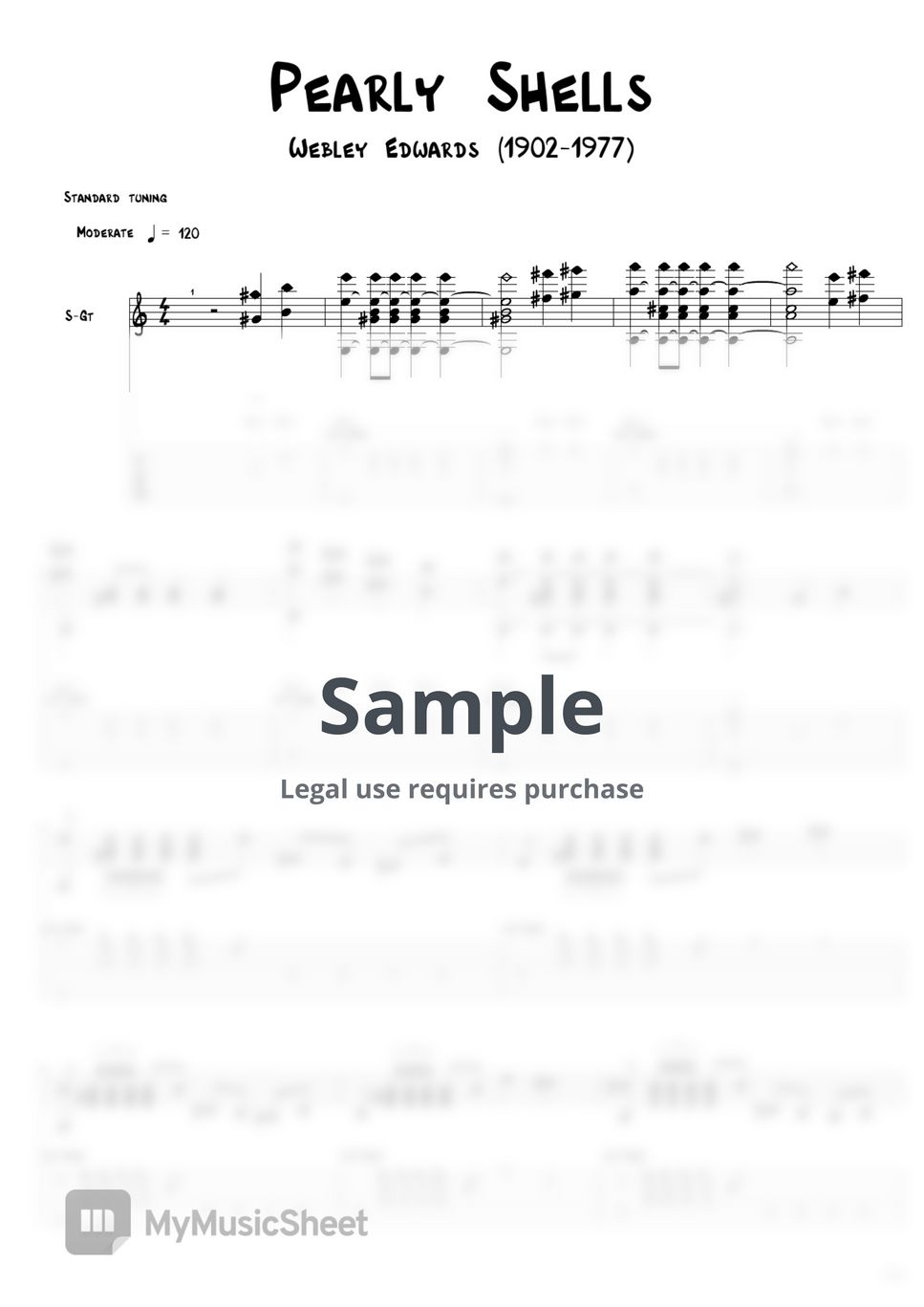 Webley Edwards - Pearly Shells TAB+1 Staff by Agape Guitar