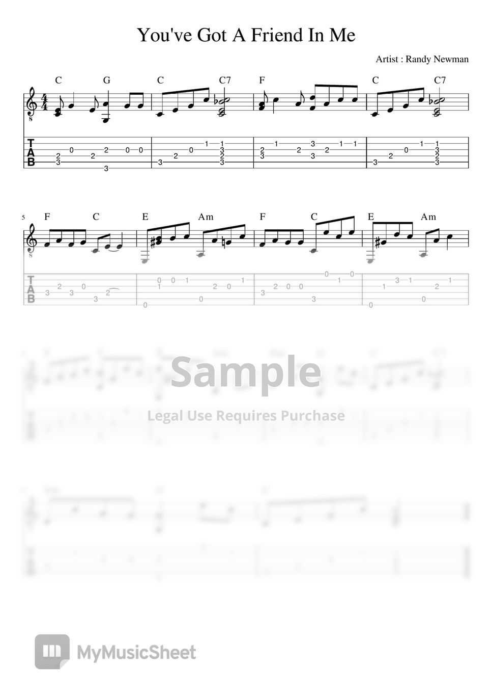 Randy Newman - You've Got A Friend In Me Hoja