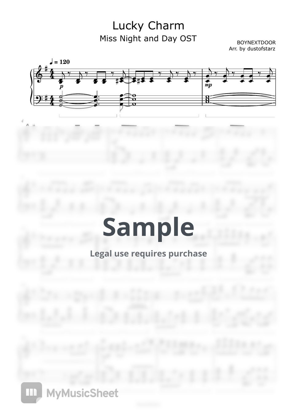 BOYNEXTDOOR - Lucky Charm (Miss Night and Day OST) โน้ตเพลง by dustofstarz