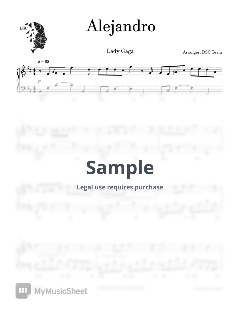 Lady Gaga - Alejandro (Relax version) Partition musicale by Digital ...