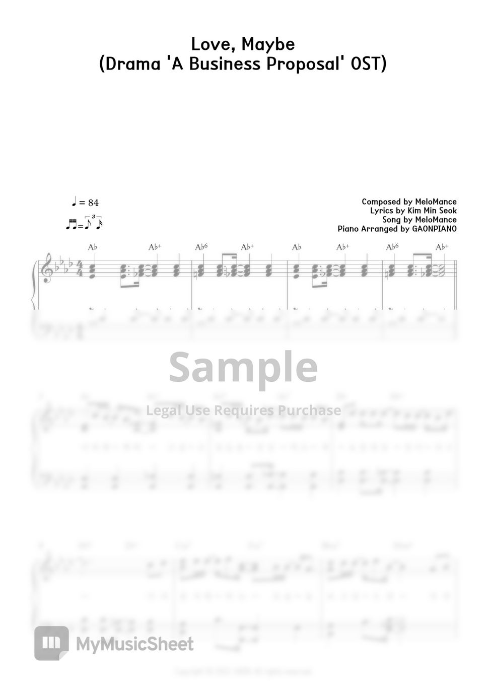 MeloMance - Love, Maybe (A Business Proposal OST) Sheet Music by GAONPIANO