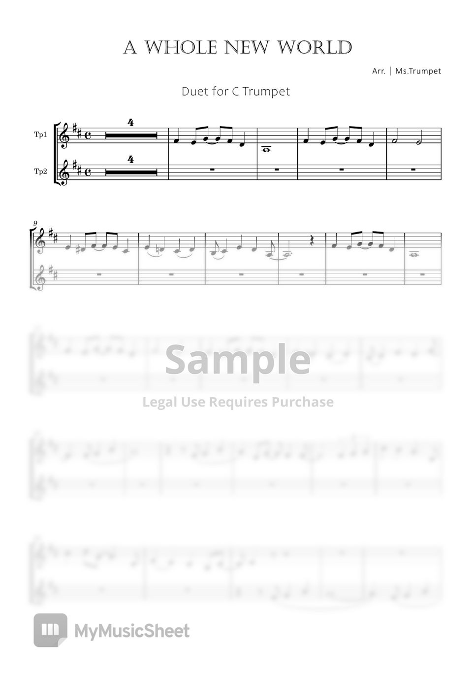 Disney （Aladdin - A Whole New World 楽譜