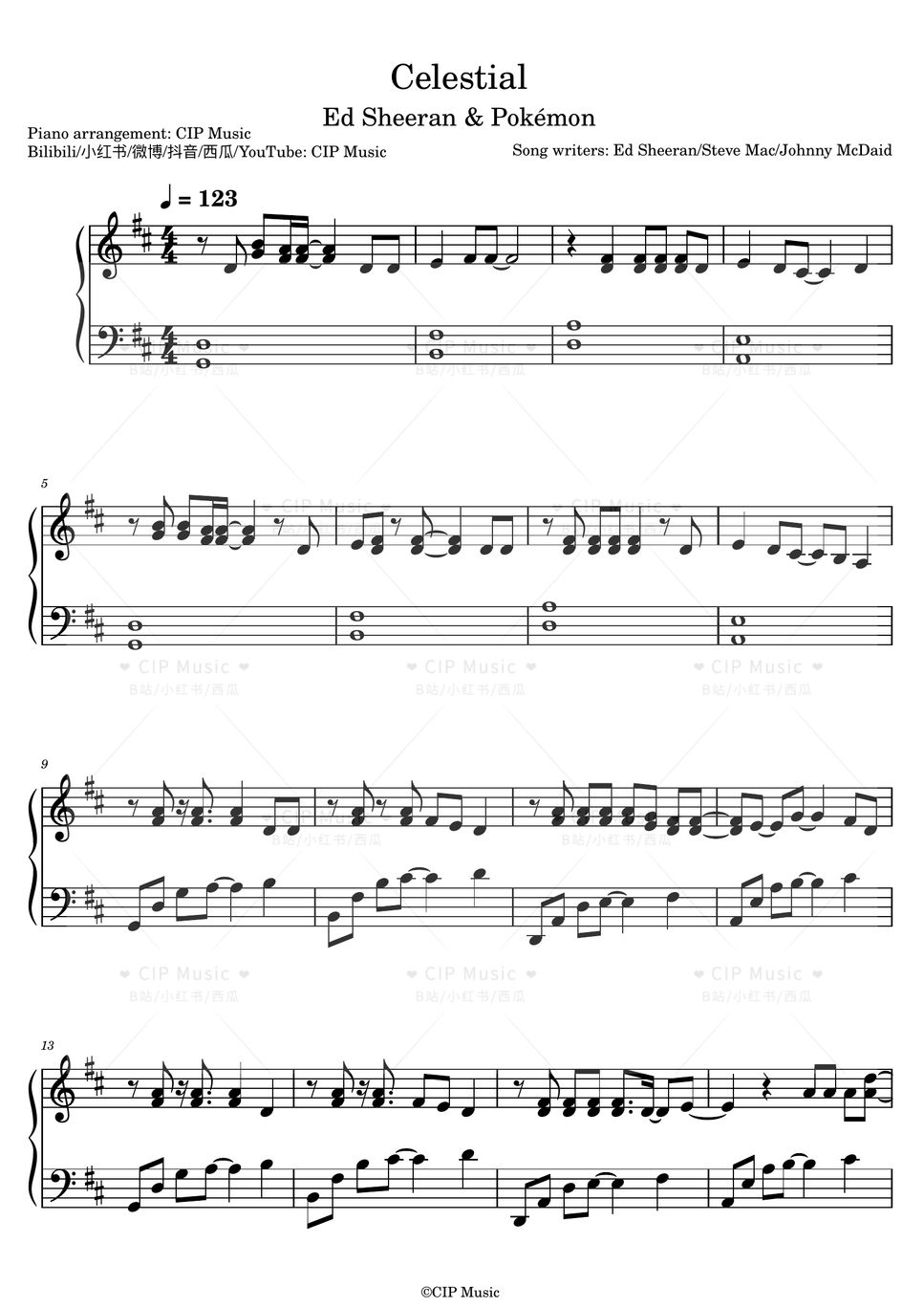 Ed Sheeran - Celestial (3 versions) 악보 by CIP Music