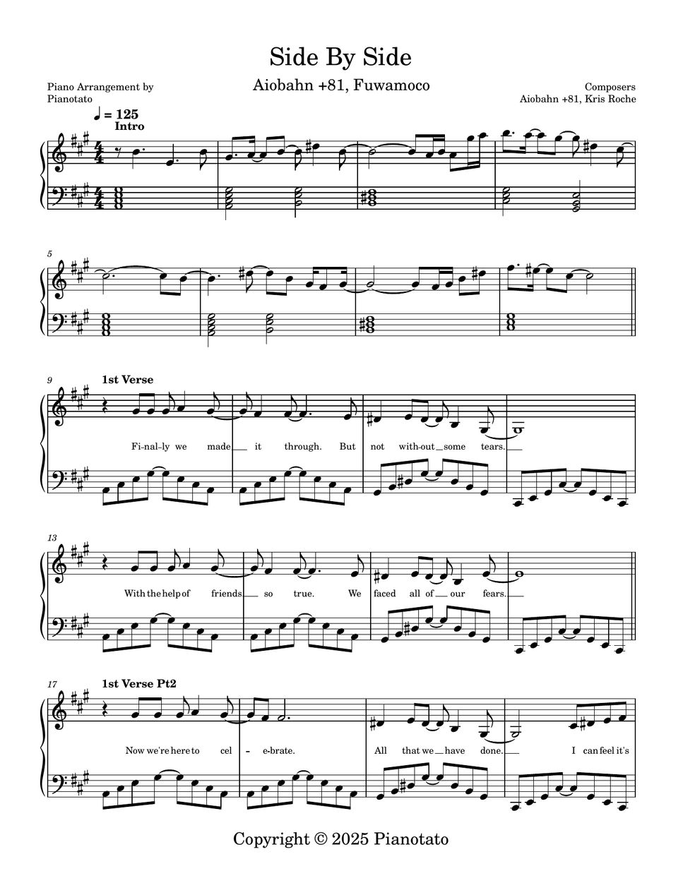 Aiobahn +81, Fuwamoco - Side By Side (From Nekopara After) Sheet Music ...