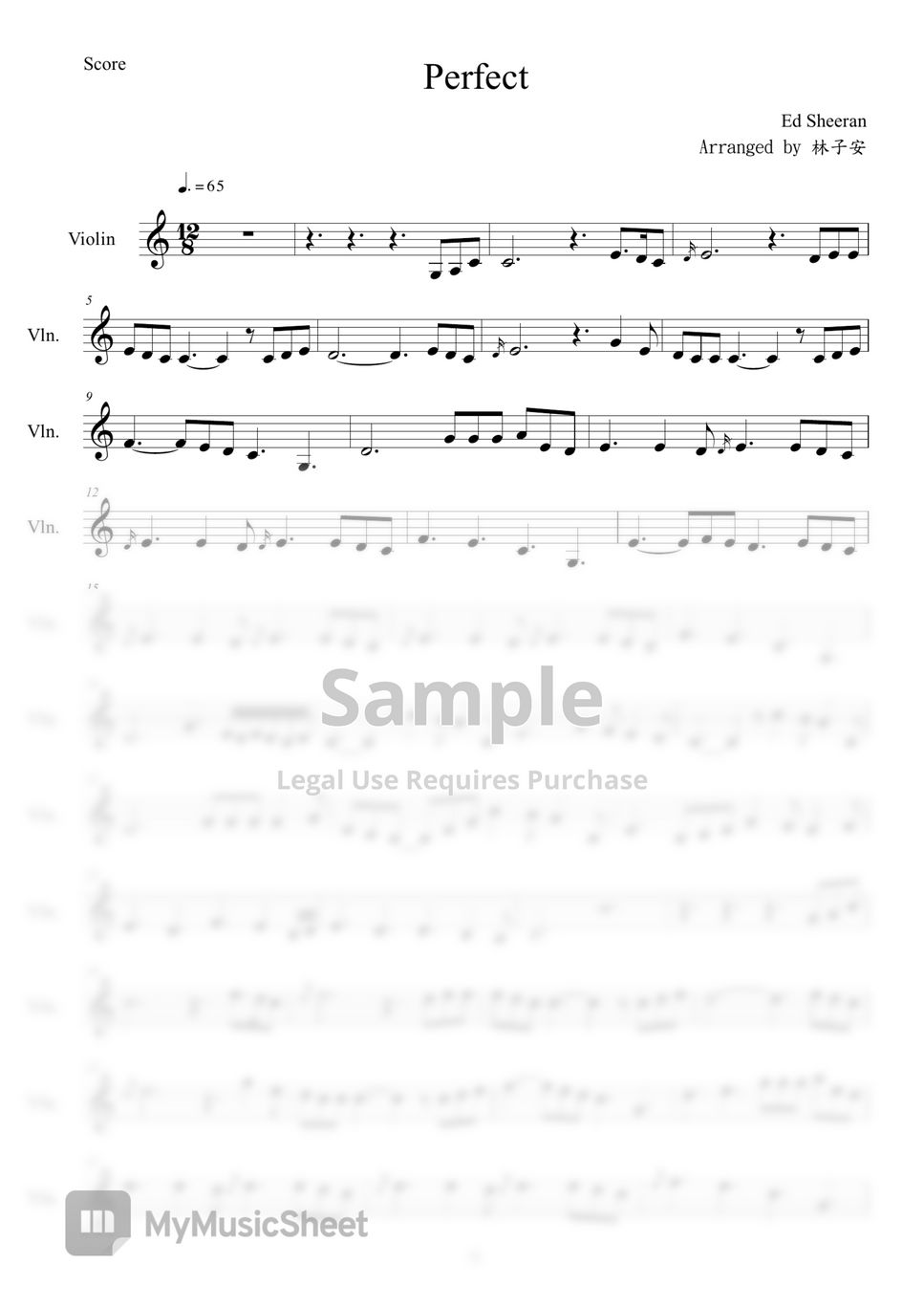 Ed Sheeran - Perfect Sheets by 林子安AnViolin