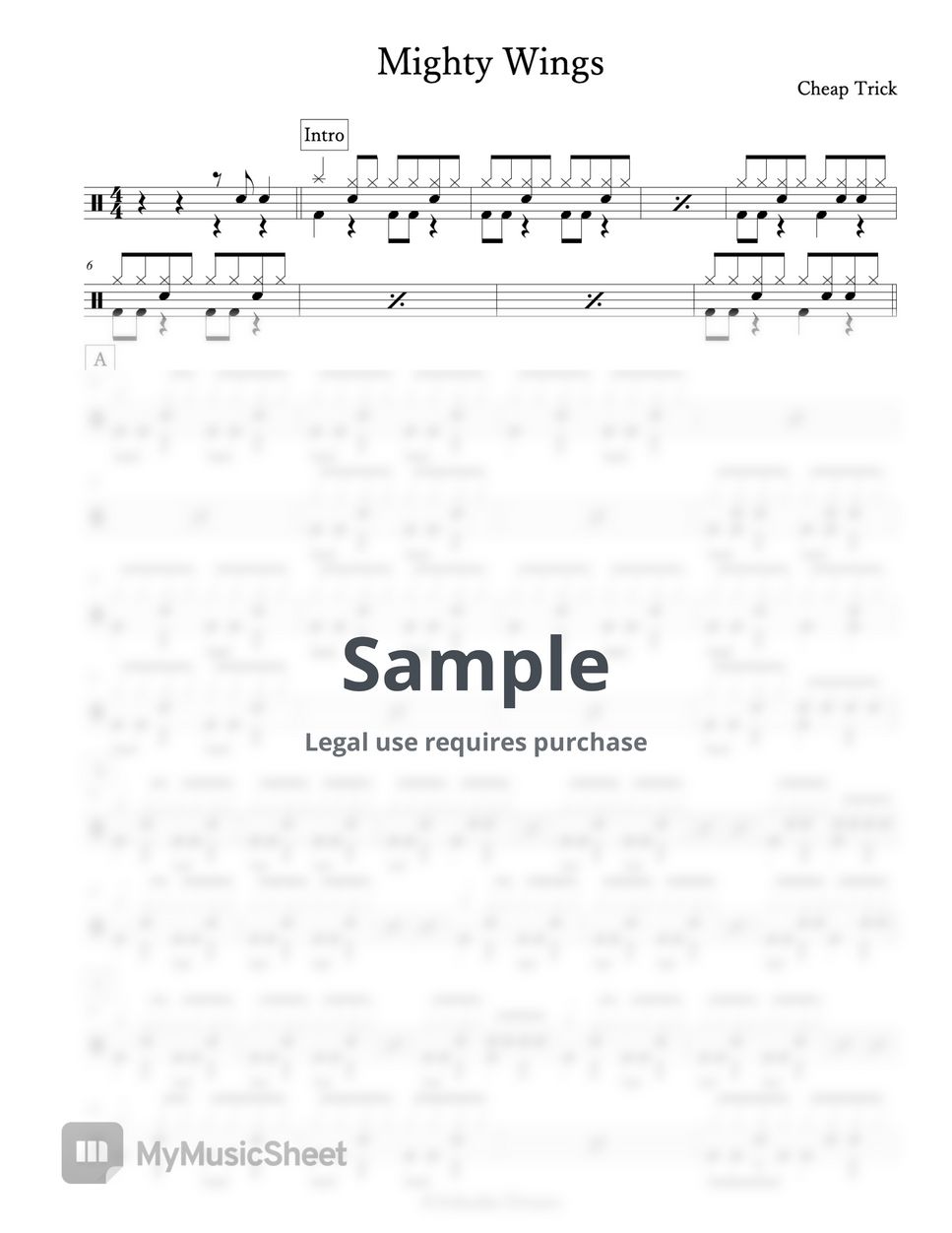 Cheap Trick - Mighty Wings Sheets by Arkadia Drums
