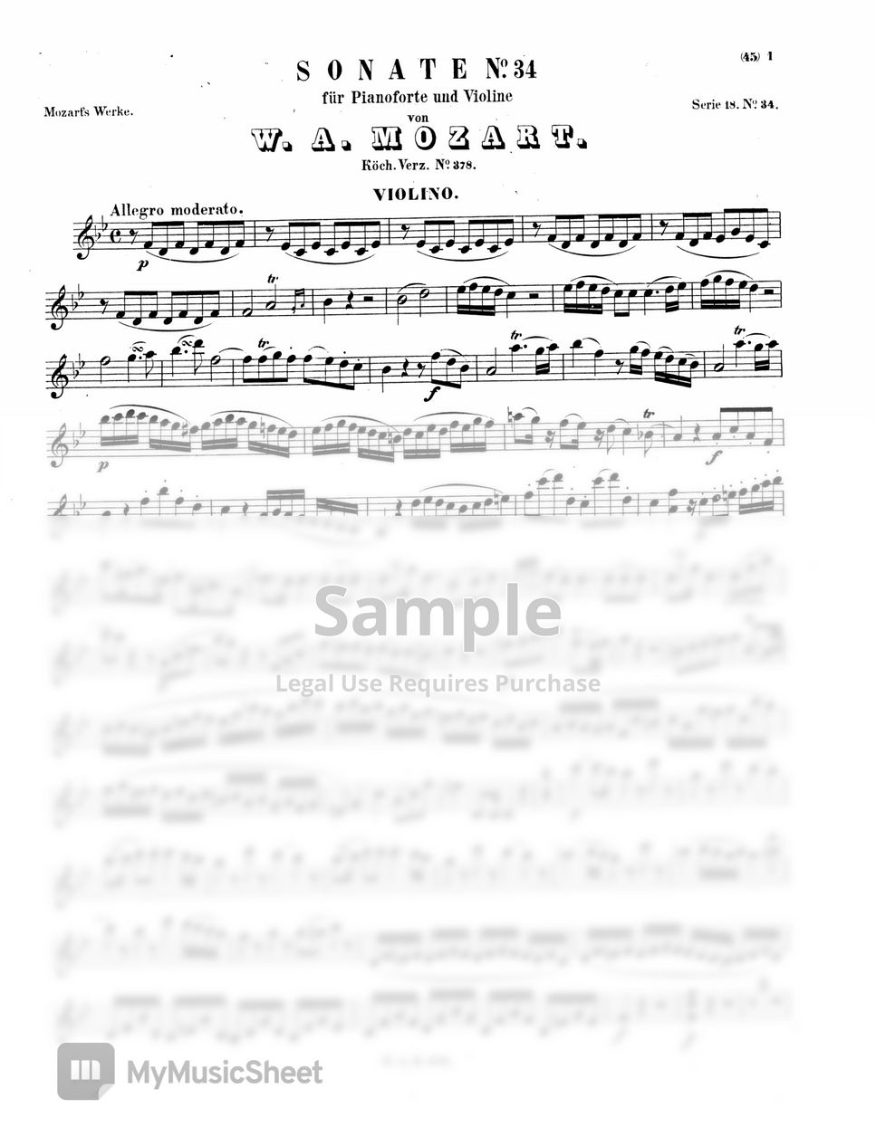 Mozart Original Sheet Music