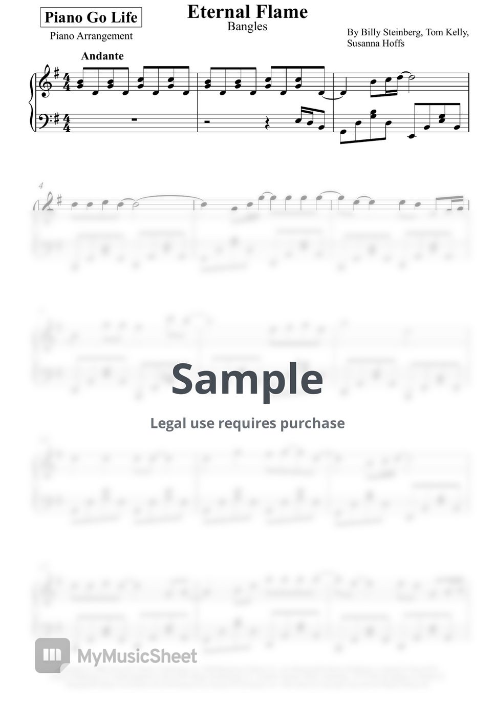 The Bangles - Eternal Flame Sheets by Piano Go life