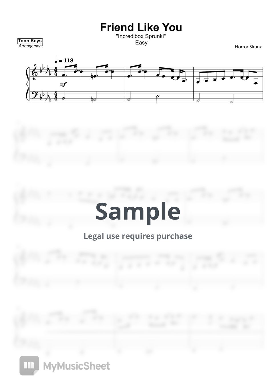 Incredibox Sprunki - Friend Like You Sheet Music by Toon Keys