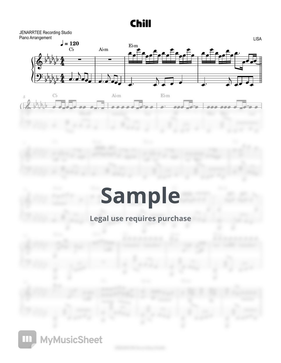 LISA - Chill Sheet Music by JENARRTEE Recording Studio