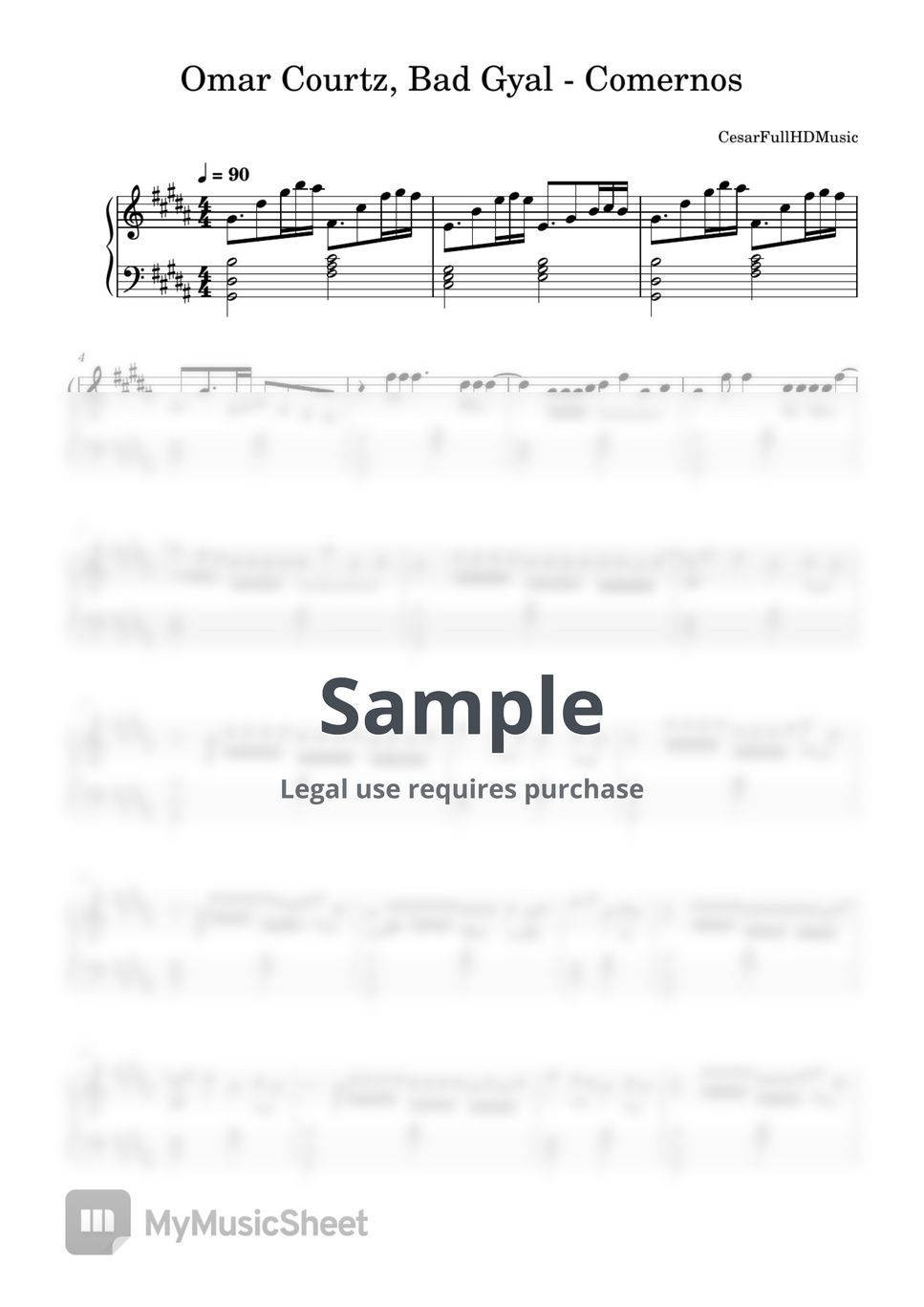 Omar Courtz, Bad Gyal - Comernos Sheet Music