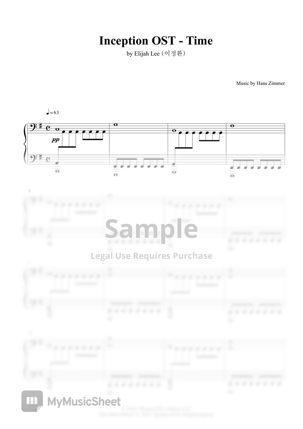 Hans Zimmer - Inception O.S.T - Time Sheet Music by Elijah Lee