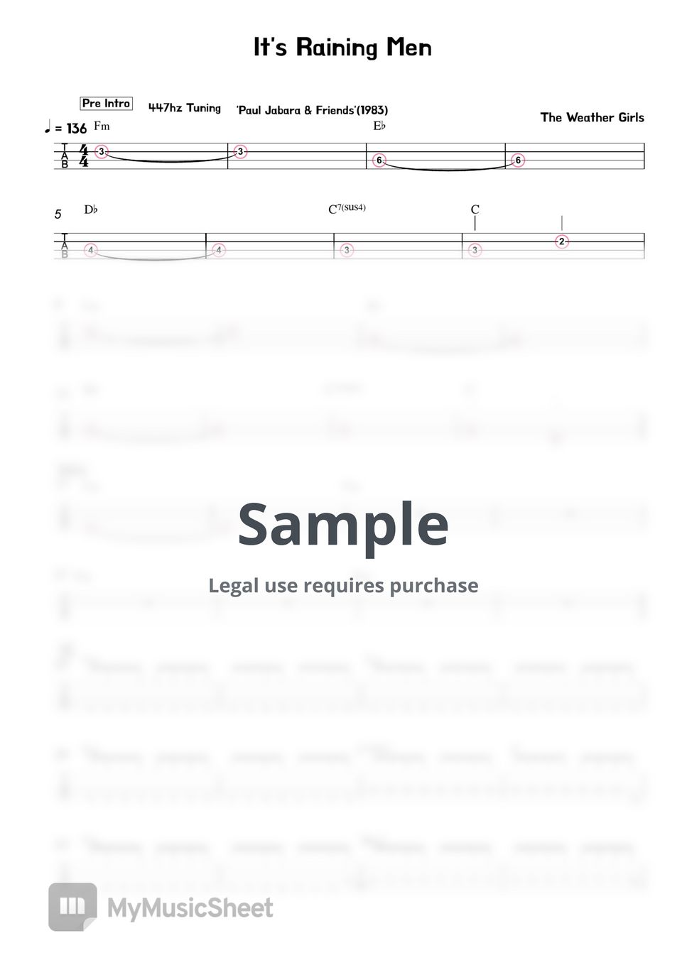 The Weather Girls - It's Raining Men 악보 by 김미(Kimme)