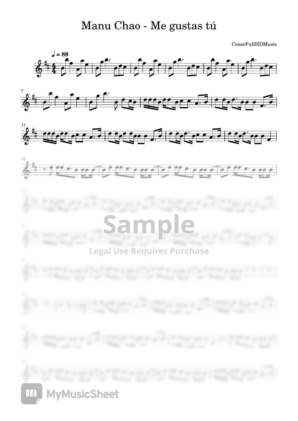 Manu Chao - Me gustas tú Sheets