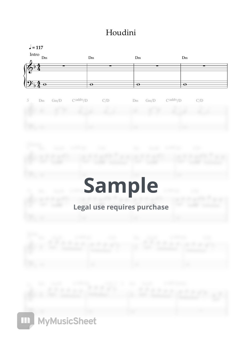 Dua Lipa - Houdini (EASY PIANO SHEET) Notenblatt by Pianella Piano