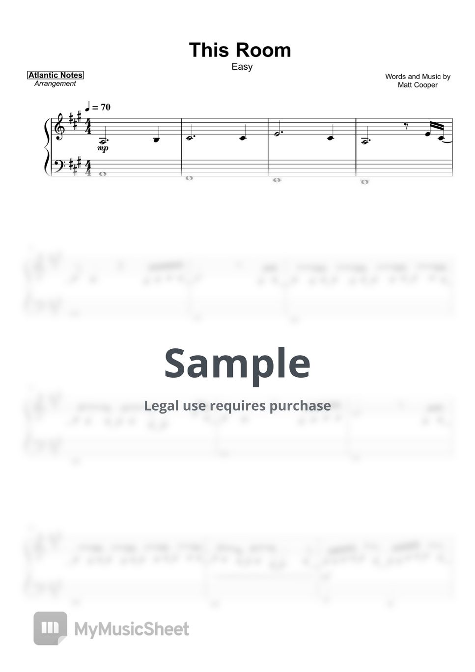 Matt Cooper - This Room 악보 by Atlantic Notes