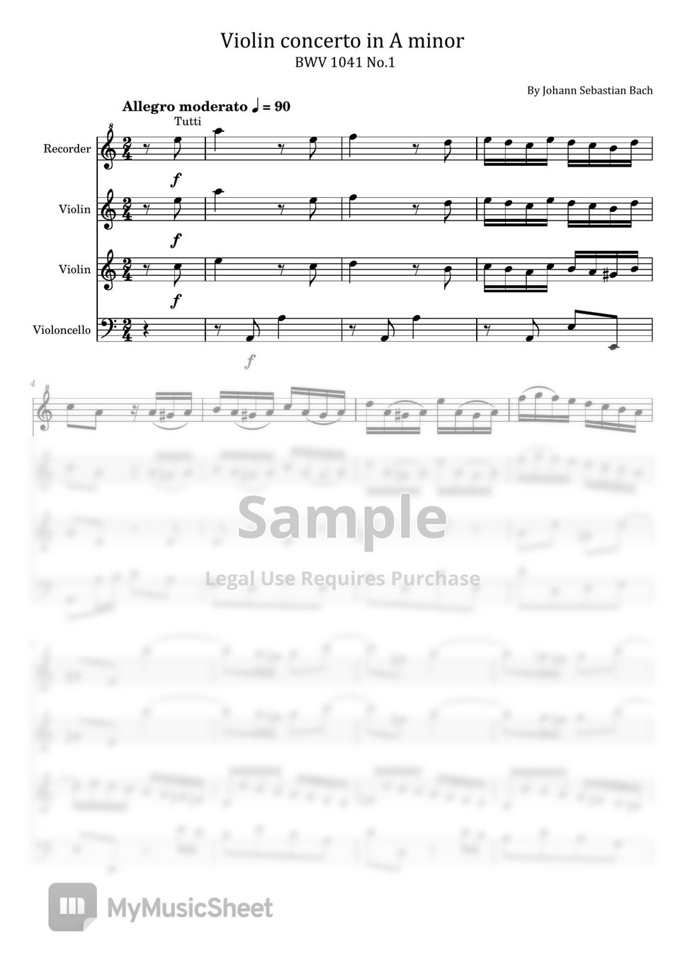 Johann Sebastian Bach - Violin Concerto in A minor - BWV 1041 (String ...