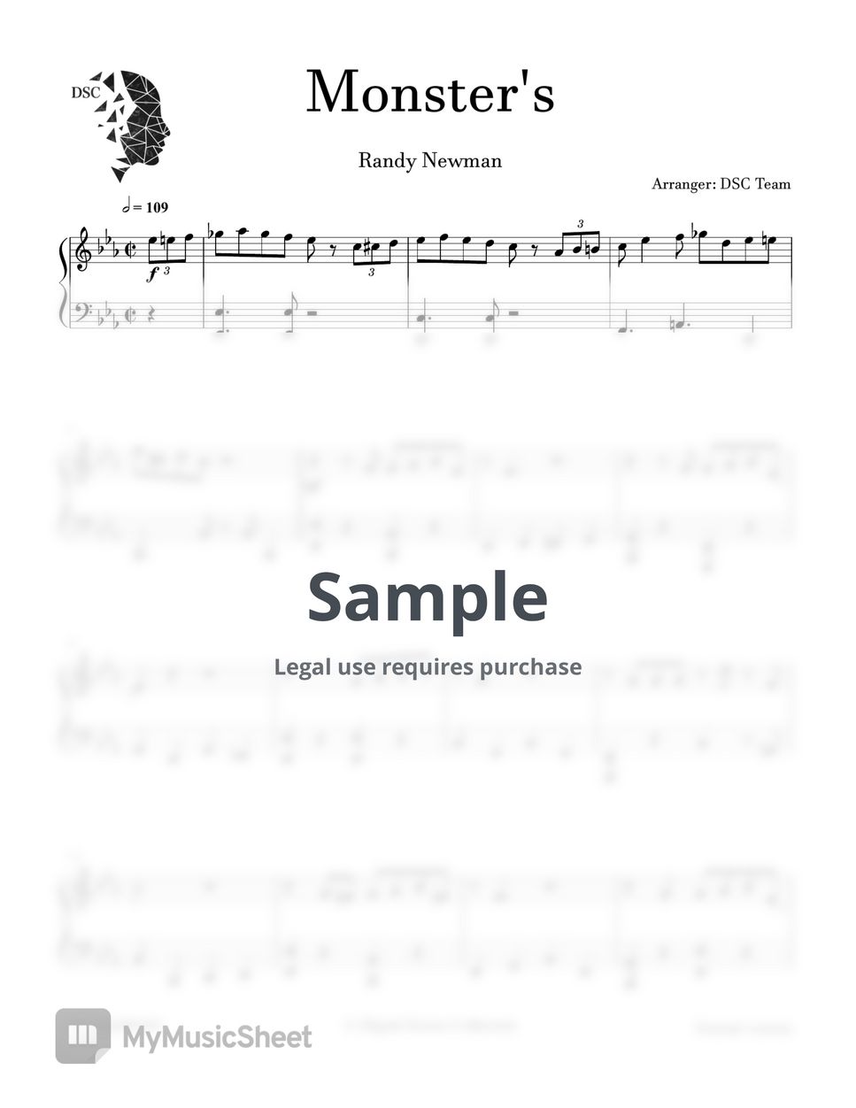 Randy Newman - Monster's Inc Sheet Music by Digital Scores Collection