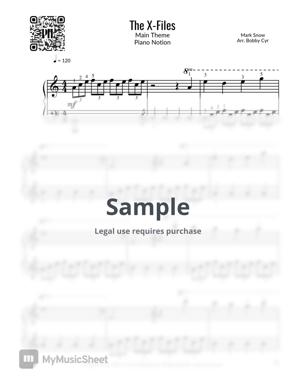 Mark Snow - The X-Files - Main Theme (Piano Solo) Sheets by Piano Notion