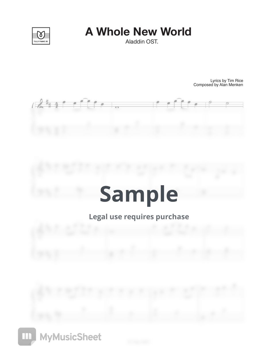 Aladdin ost. - A Whole New World (Easy ver.) แผ่น by Tully Piano