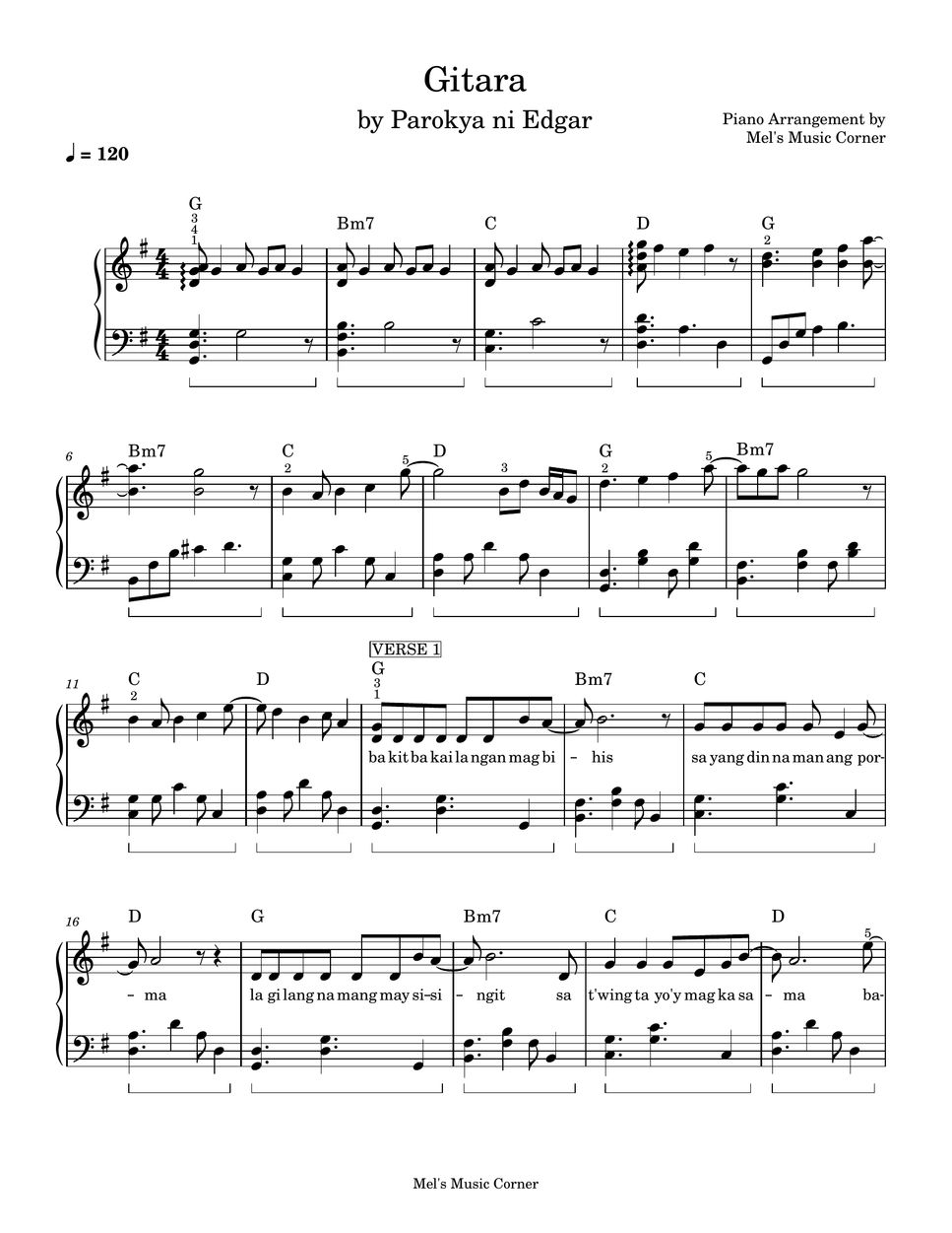Parokya ni Edgar - Gitara (piano sheet music) Sheet Music by Mel's ...