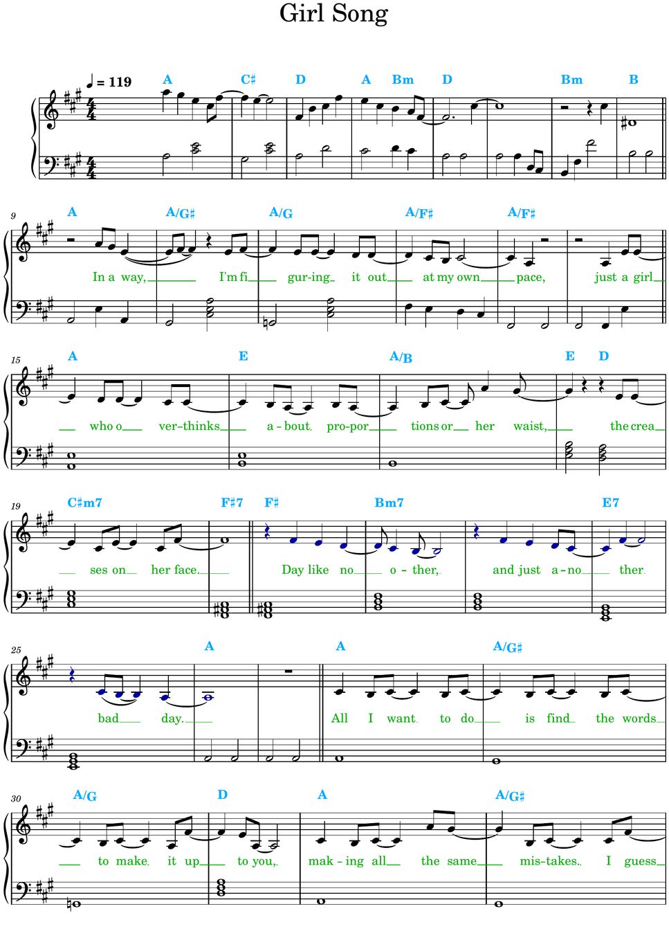beabadoobee - Girl Song Sheet Music by Rita B