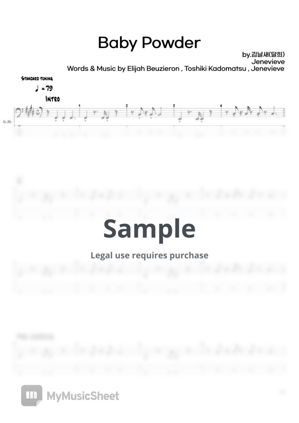 Jenevieve - Baby Powder แทป + บรรทัด 5 เส้น 1 ชุด by 김날새