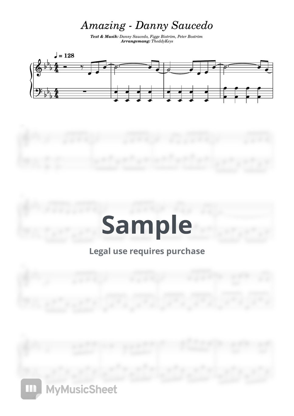 Danny Saucedo - Amazing Sheet Music by TheddyKeys