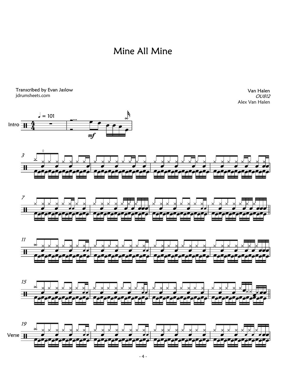 Van Halen - Mine All Mine Sheets by Evan Aria Serenity